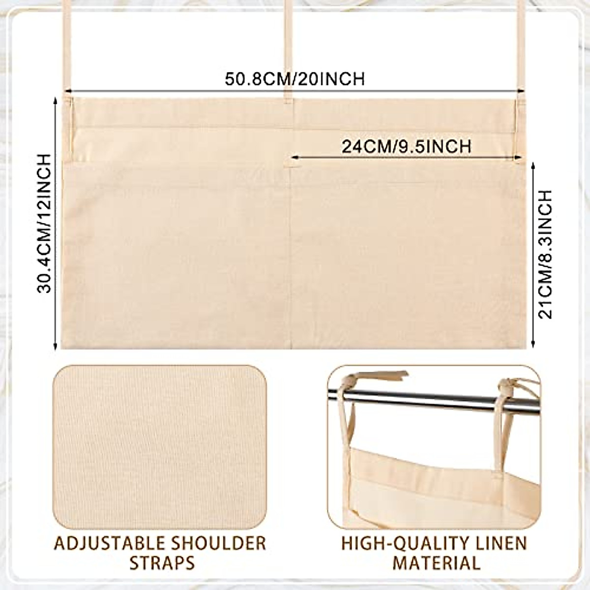 Windyun 2 Pcs Hanging Diaper Caddy Organizer Each with 2 Pockets, Baby Crib Linen Hanging Storage Bag for Baby Essentials, Hang on Crib, Changing Table or Wall