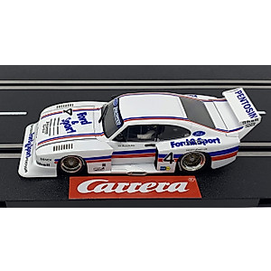 Carrera 30926 Ford Capri Zakspeed Turbo Lili Reisenbichler No. 4 1:32 Scale Digital Slot Car Racing Vehicle for Carrera Digital Slot Car Race Tracks, White, Blue, Red