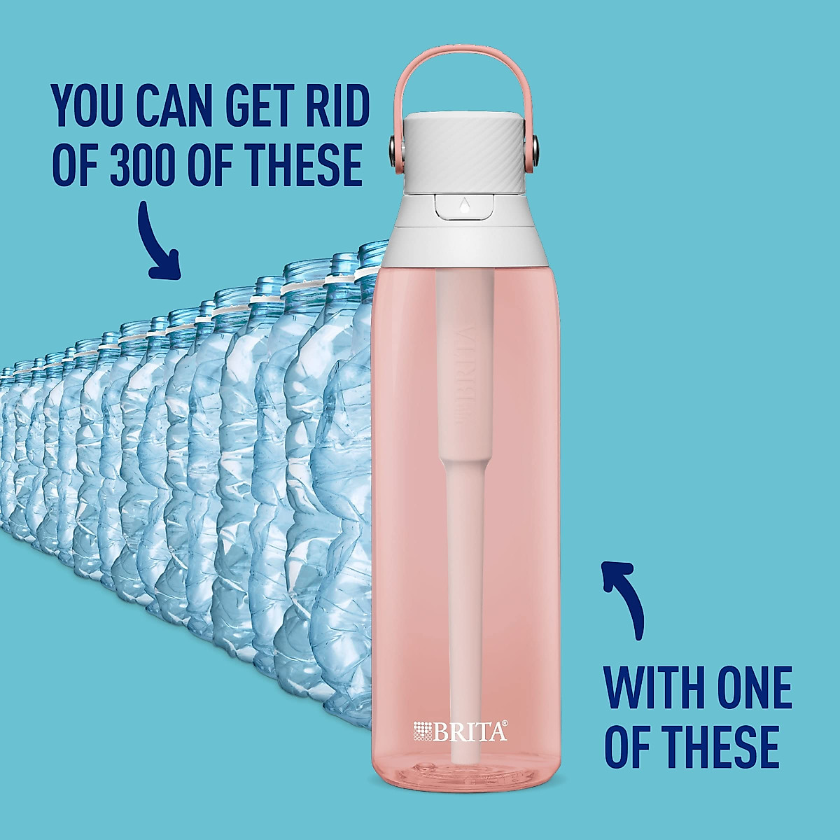 Brita Insulated Filtered Water Bottles with Straw, Reusable, BPA Free Plastic