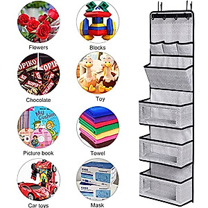 VICTOR'S Super Practical Functional Door Over Hanging Organizer,Behind The Door Storage Organizer with Door Hook and Large Clear Windows, Hanging Wall File Organizer (1 Pack C-Silk-Grey)