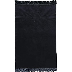 Modefa Turkish Islamic Velvet Janamaz Prayer Rug - Prayer Mat Carpet for Men and Women - Traditional Muslim Sajadah - Ramadan or Eid Gift - Solid Simple (Black)