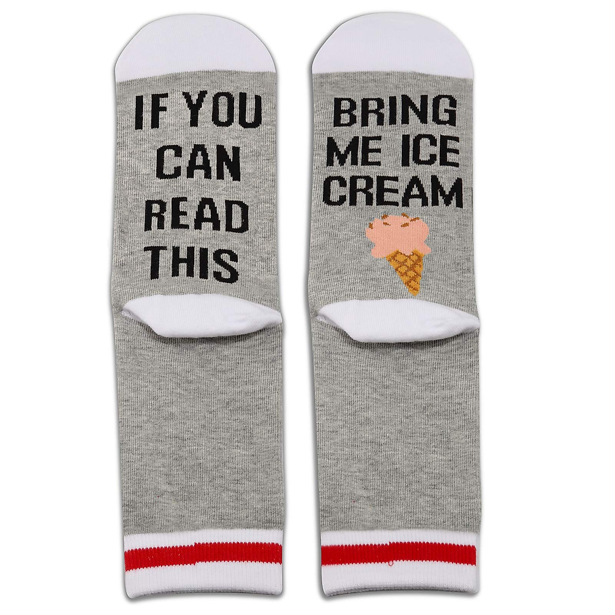 PXTIDY 2 Pairs Ice Cream Lover Gift Socks - If You Can Read This Bring Me Ice Cream - Novelty Love Desserts Gifts