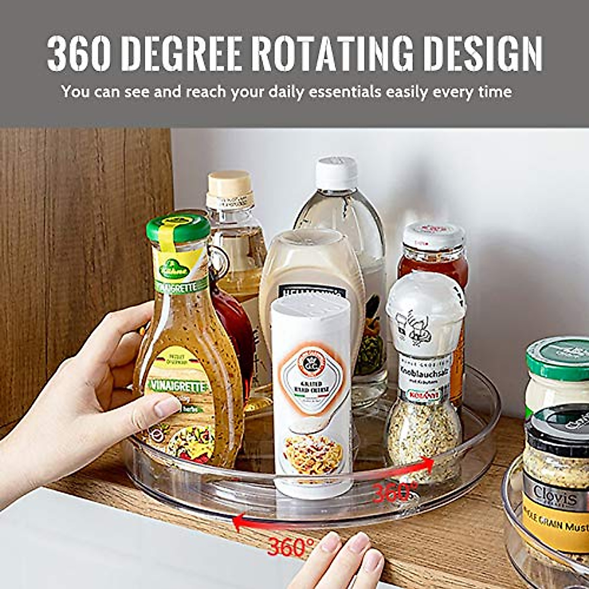 by Unbranded Lazy Susan Rotating Turntable Storage Container- for Cabinets, Pantry, Fridge, Countertops, Clear Plastic Food Storage Spinning Organizer (11)