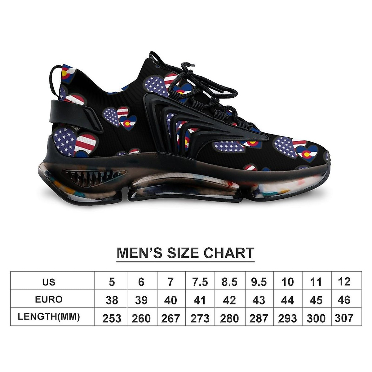 Interlocking Hearts American Colorado Flag Sport Shoes for Men Women Non Slip Lightweight Breathable Walking Running Shoes 8women/6men