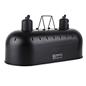 DXOPHIEX 15inch Dual Reptile Light Fixture, Max 150W Dual Reptile Heat Lamp Fixture with Separate Switches, Double Dome Lamp Fixture UVB Light Fixture for Reptile Terrarium and Tortoise Habitat