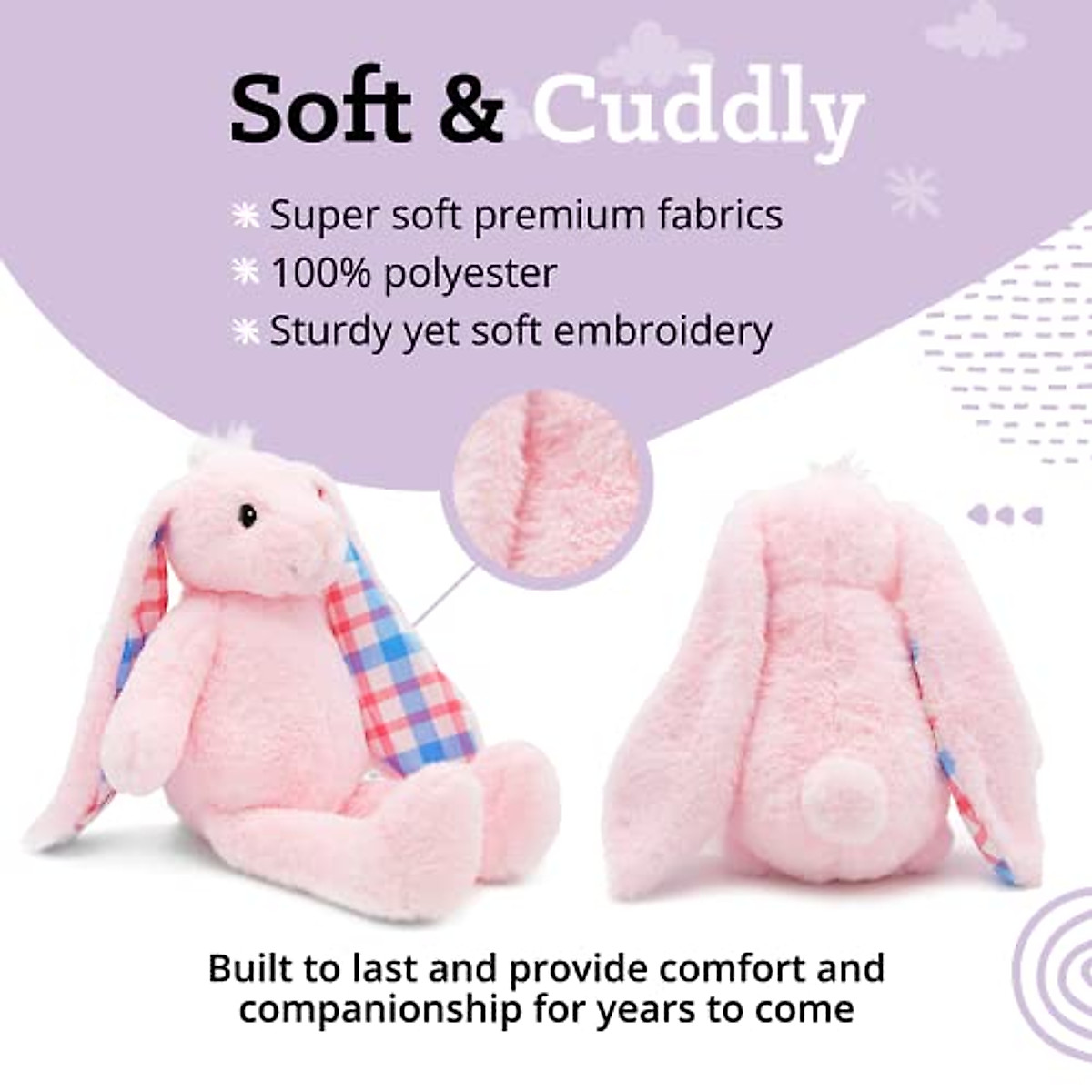 Plushible Easter Bunny Plush, Cuddly, Soft, Embroidered Stuffed Animal Toy for Newborns, Kids, Boys, & Girls, 14 Inch
