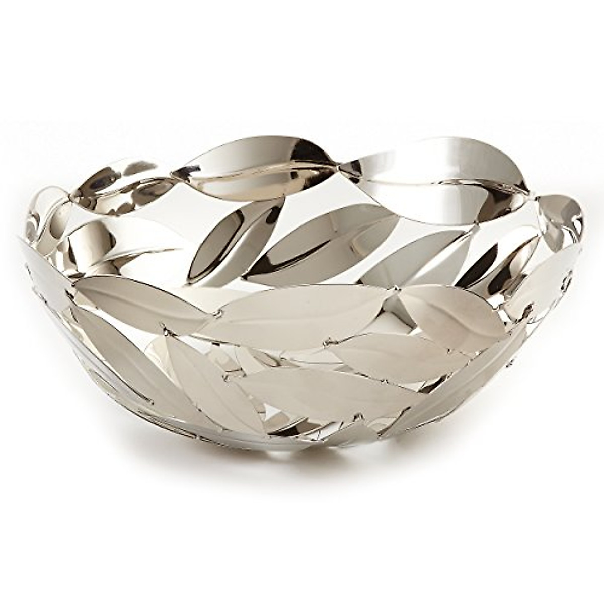 Elegance Nickel Plated Stainless Steel Round Leaves Basket, 11.25"