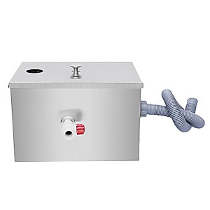 Grease Interceptor, Commercial Stainless Steel Grease Trap Under Sink Grease Trap Wastewater Interceptor for Restaurant, Factory, Home, Kitchen (35 * 25 * 23CM)