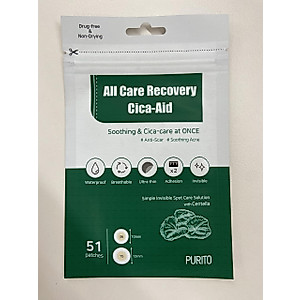 Pimple Patches, Pack of 2, All Care Recovery Cica-Aid 51 Patches, Blemish Spot, Pimple Spot Treatment, Hydrocolloid Dots, Absorbing Cover, Centella, Invisible