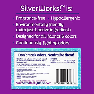 SilverWorks! Deodorizer Laundry Odor Eliminator For Clothes - Natural Silver Ion Infused Washer Sheets - Laundry Deodorizer Odor Eliminator - Lasting Laundry Odor Remover Dryer Deodorizer –24 Loads