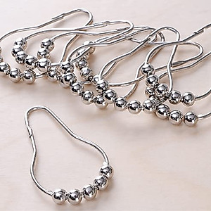 Shower Curtain Hooks - Set of 12 Shower Curtain Rings- Rust Resistant Shower Curtain Rings Stainless Steel Curtain Rings for Bathroom Shower Rod Hangers Silver