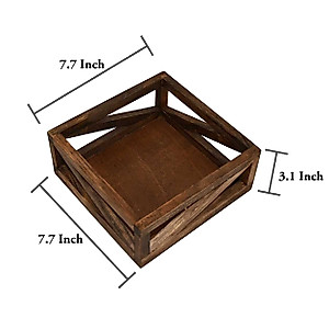 OwlGift Rustic Brown Flat Napkin Holder Solid Wood for Kitchen Table and Countertops, Christmas Napkin Holder Farmhouse Style and Décor for House, Office, Restaurant, Hotel, Café, Bar