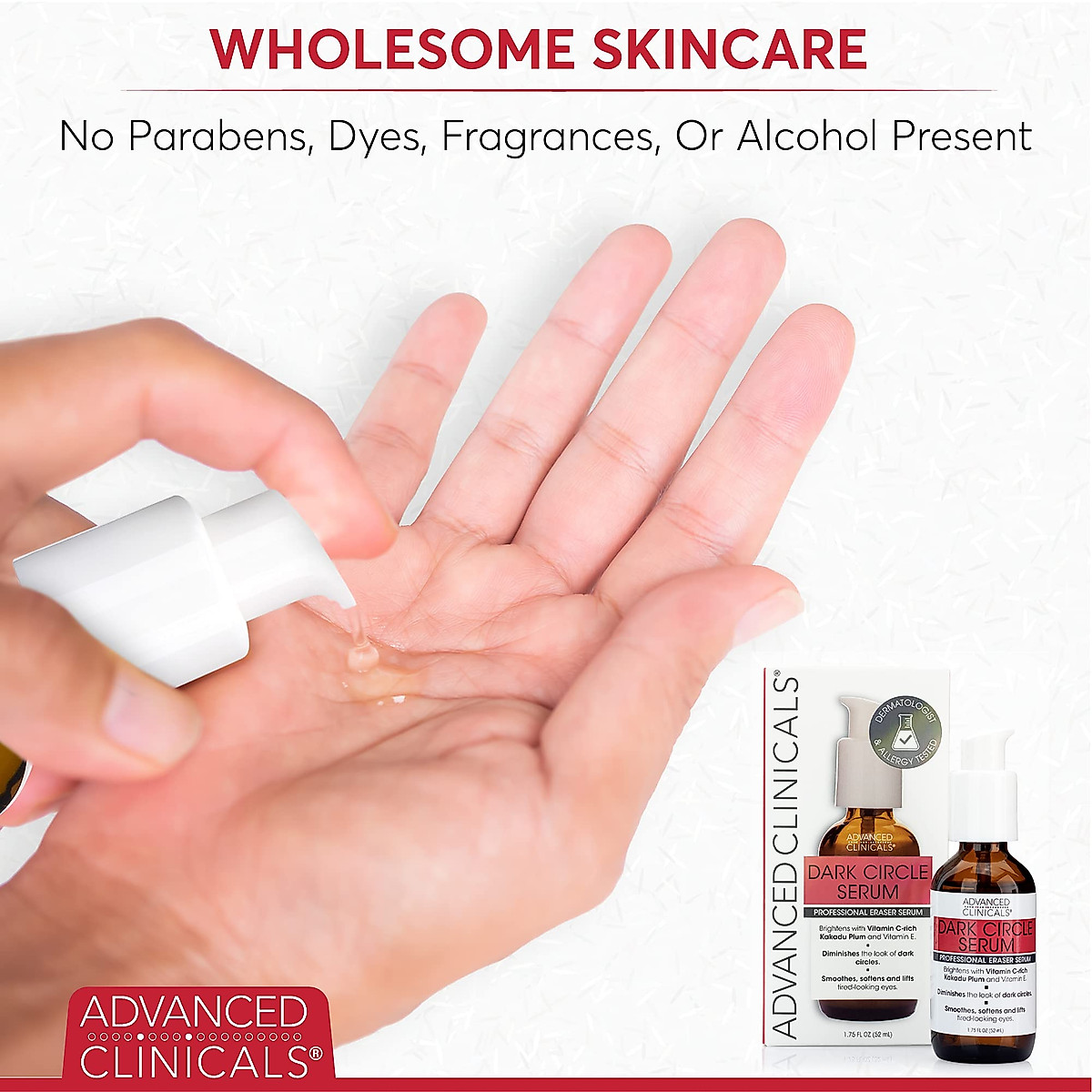 Advanced Clinicals Dark Circle Under Eye Serum Anti Aging Brightening Facial Treatment Targets Look Of Puffy Eyes, Crows Feet, & Sagging Skin W/Vitamin C, Hyaluronic Acid, & Ferulic Acid, 1.75 Fl Oz