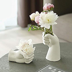 Statue Ceramic Vase Fisting Vase White Ceramic Flower Pot Flower Arrangement Home Living Room Modern Decorative-A_As_Shown