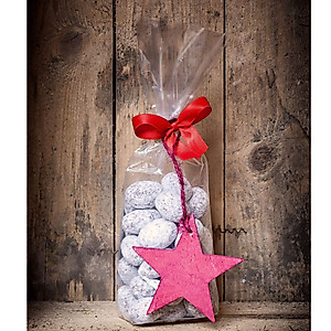 Morepack Gusseted Flat Bottom Cellophane Bags with Paper Insert, 50Pcs 4.3x2x11.8 Inches Cellophane Bags Gusseted