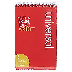 Steno Books, Gregg Rule, 6 X 9, White Sheets, 80/pad, Red Cover, 6 Pads/pack, 2 PACK