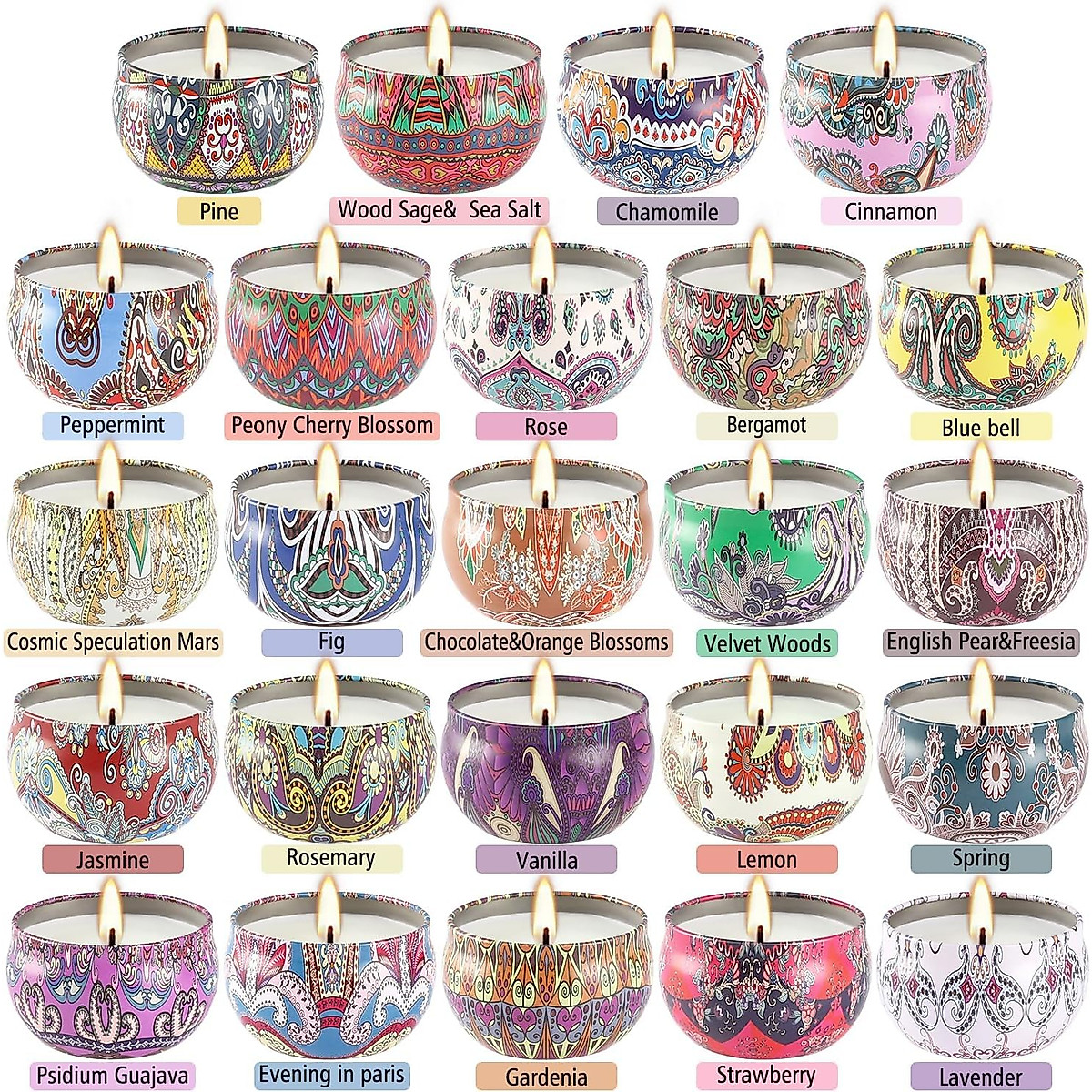 Howemon 24 Pack Scented Candles Set for Home, Relaxing Stress Relief, Aromatherapy - Natural Soy Wax and Fragrance - Gifts for Women, Mom, Best Friend, Wife, Birthday