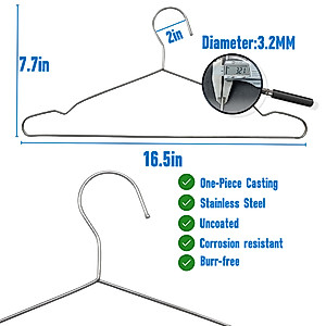 BGRQRIQ Wire Hangers 30 Pack, Metal Hangers for Clothes Hangers,Heavy Duty Hangers Coat Hanger,Space Saving Hangers Non Slip,16.5inches Closet Hangers for Hanging Coats,Suits,Jackets, Shirt Hangers