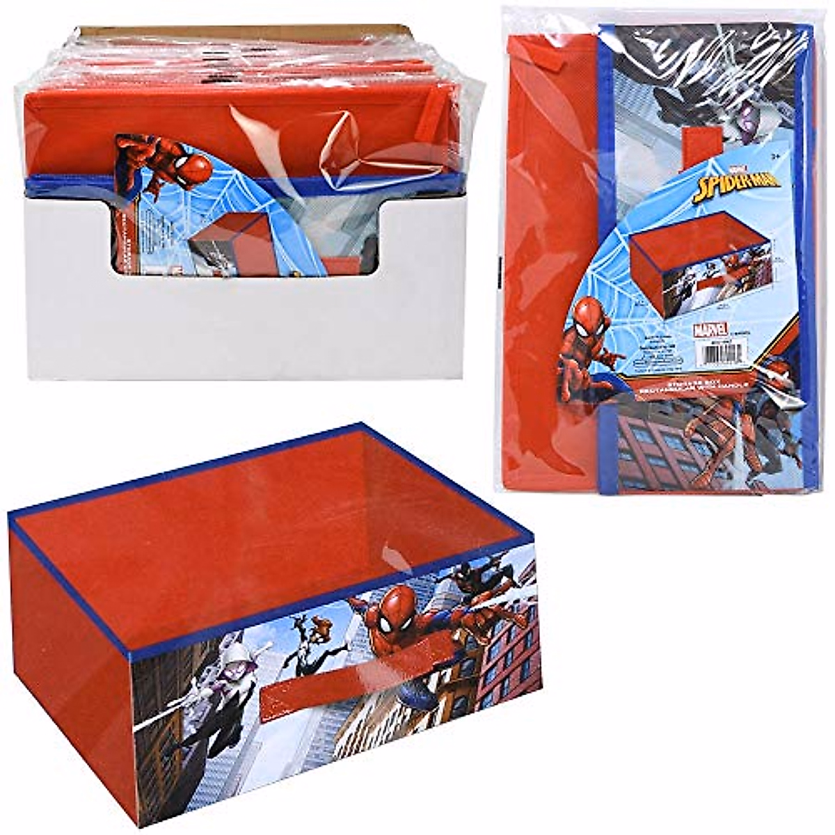 Marvel Avengers Spiderman Children's Collapsible Storage Toy Box with Handle (Small, Spiderman)