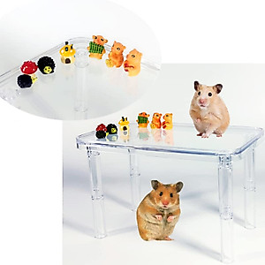 Weixiyang Hamster Platform, Plastic Platform with trinkets, Trinket Holder, Potting Rack, Hamster cage Accessories Guinea Pig Squirrel Gerbil and Other Small Pets (Transparent. - Little Animal)