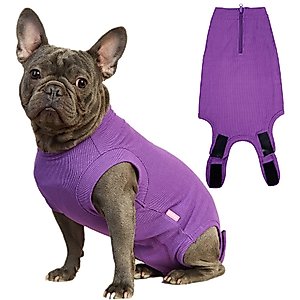 Wabdhaly Dog Surgery Recovery Suit for Female Spay,Puppy Surgical Recovery Zip Up Suit,Anti-Licking Bodysuit for Abdominal Wounds,Cone Alternative Recovery Blank Suit for Dogs