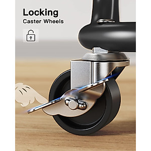 Pipishell 3 Tier Metal Rolling Utility Cart, Heavy-Duty Storage Rolling Cart with 2 Lockable Wheels, Multifunctional Mesh Organization Utility Cart for Kitchen Dining Room Living Room (Black)