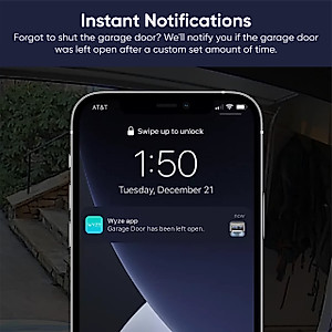 Wyze Smart Garage Door Opener w/built-in HD Video, Remotely Control Garage Door, 1080p HD Video w/Color Night Vision, Two-Way Audio