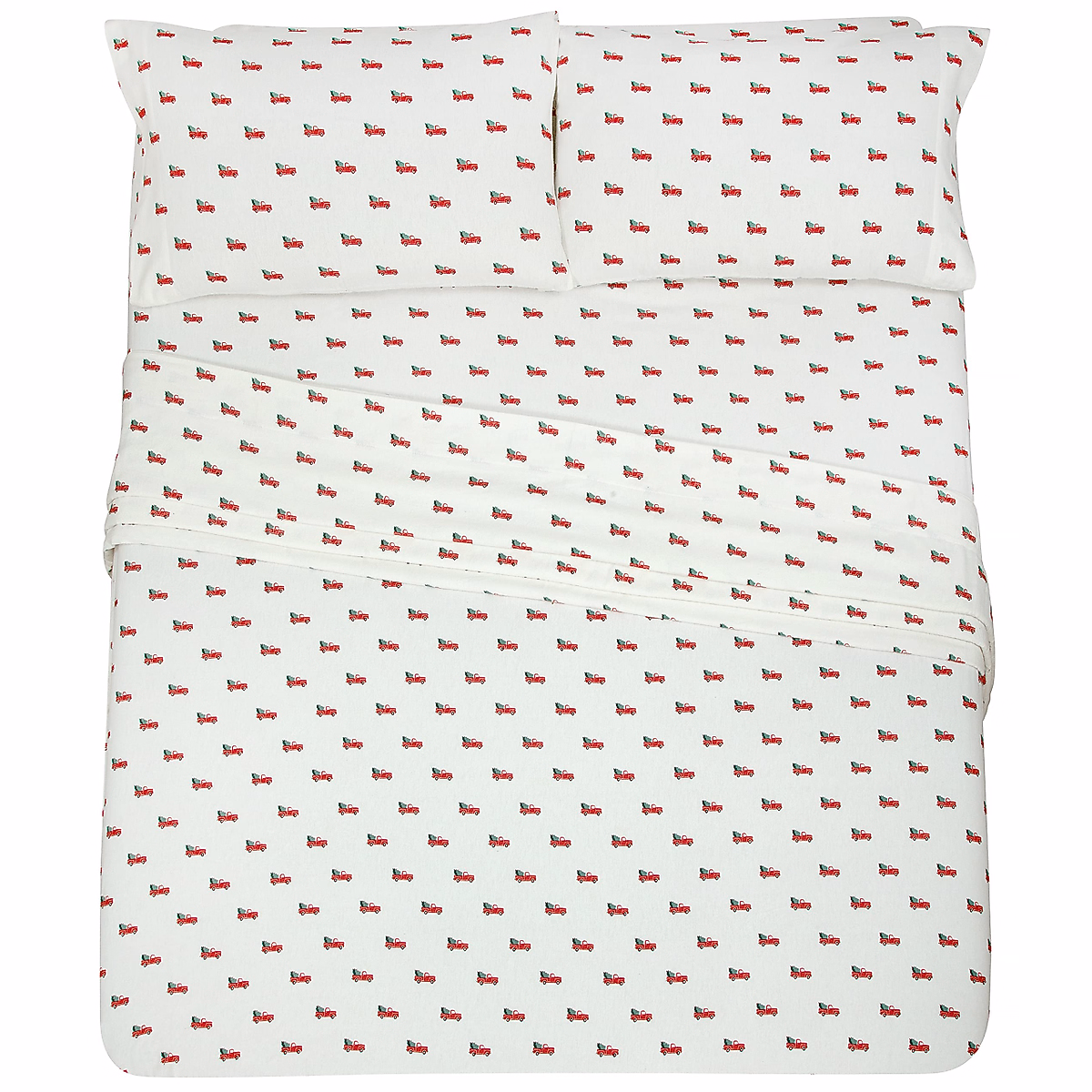 LAMANNI Printed Flannel Sheet Set - Soft, Warm, Moisture Wicking - Bedding Set (Twin, Tree Truck)