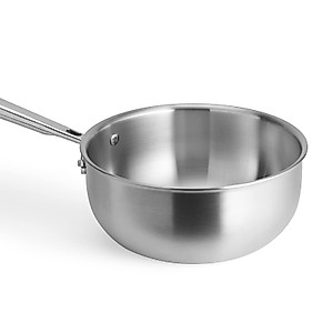 Misen Premium Saucier Pan with Lid & Stay Cool Handle - 5-Ply Stainless Steel Cookware - Gas, Electric & Induction Cooking, Thick Bottom, Nonstick Interior, Heats Evenly - 3 Quarts