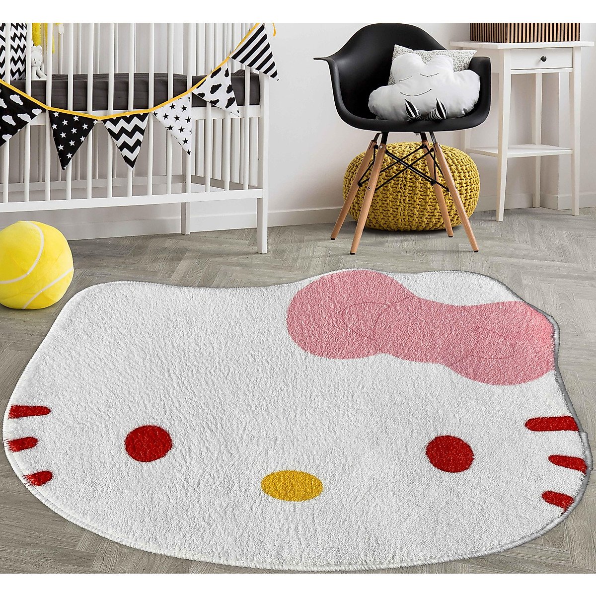 Kawaii Cat Rug Cartoon Anime Area Rug Cute White Cat Face Carpet Modern Aesthetic Soft Carpet for Living Room Bedroom Entryway Home Decor Mat 20 x 24 inch