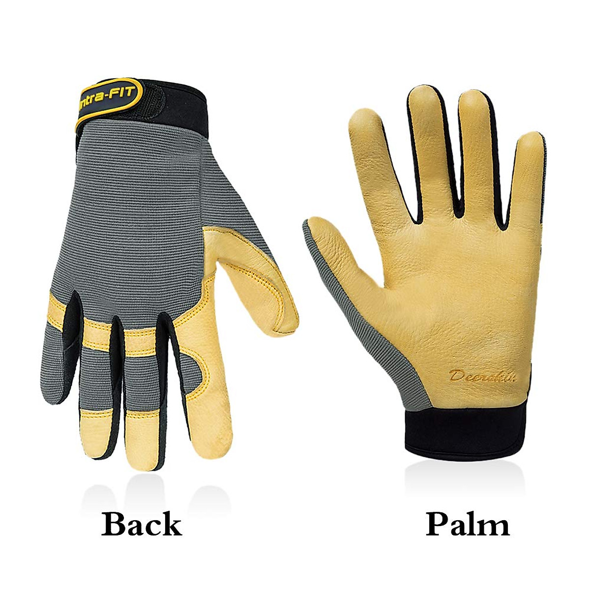 Intra-FIT General Work Gloves, Deerskin Construction Gloves,Soft, Improved Dexterity