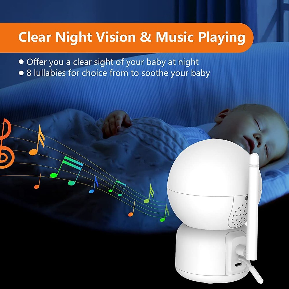 Vodeson 360 Camera Video Baby Monitor 5 ''display 1080P,Smart Vox Mode Wireless Baby Monitor with Camera and Audio,2-way Talk,night Vision, Infant Monitor No Need Wifi for Long Range Indoor Camera.