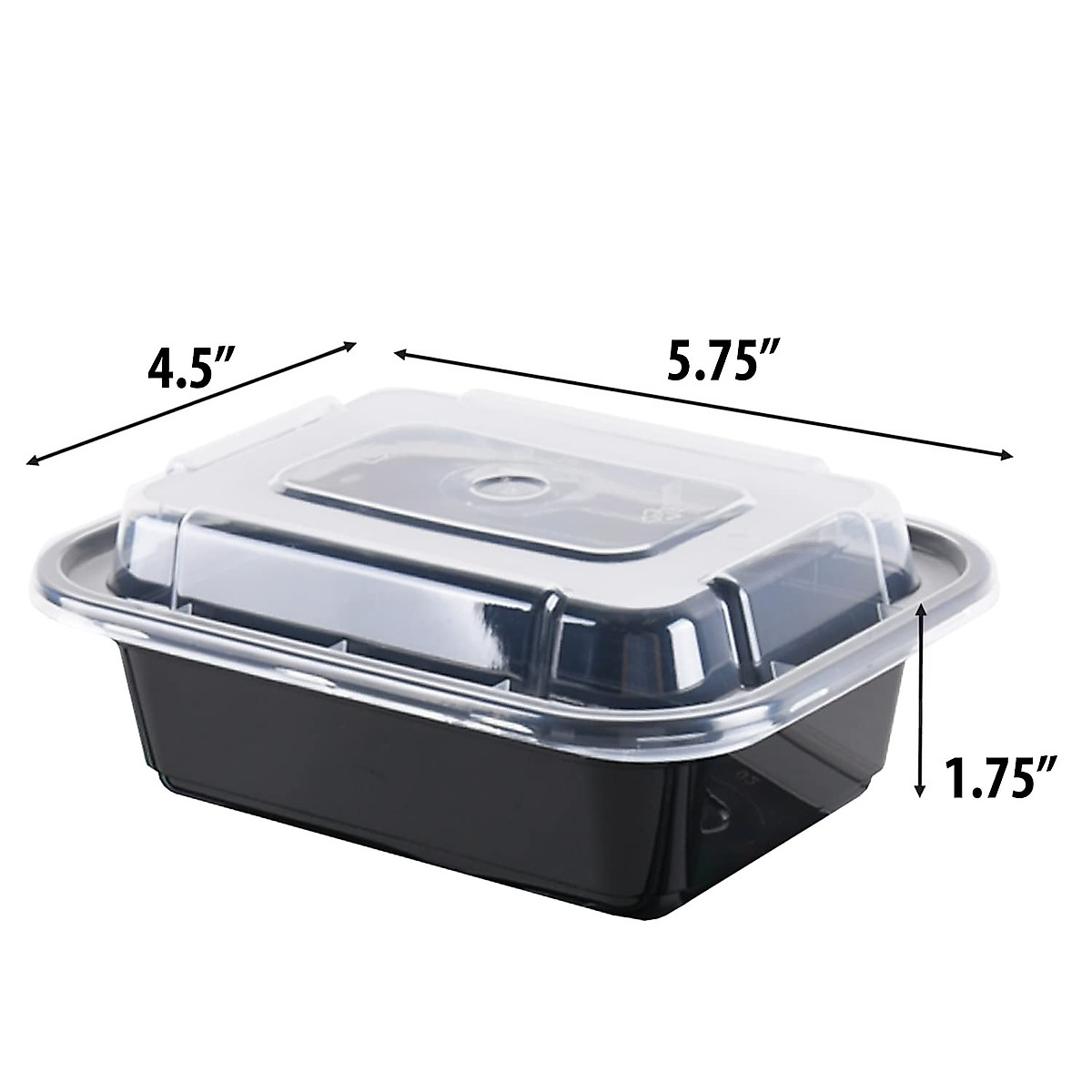 Table King 5-Pack Small Rectangular Plastic Meal Prep Containers with Lids, Reusable Food Storage Containers, Disposable Lunch Boxes, BPA Free, Freezer, Microwave & Dishwasher Safe (12 OZ)
