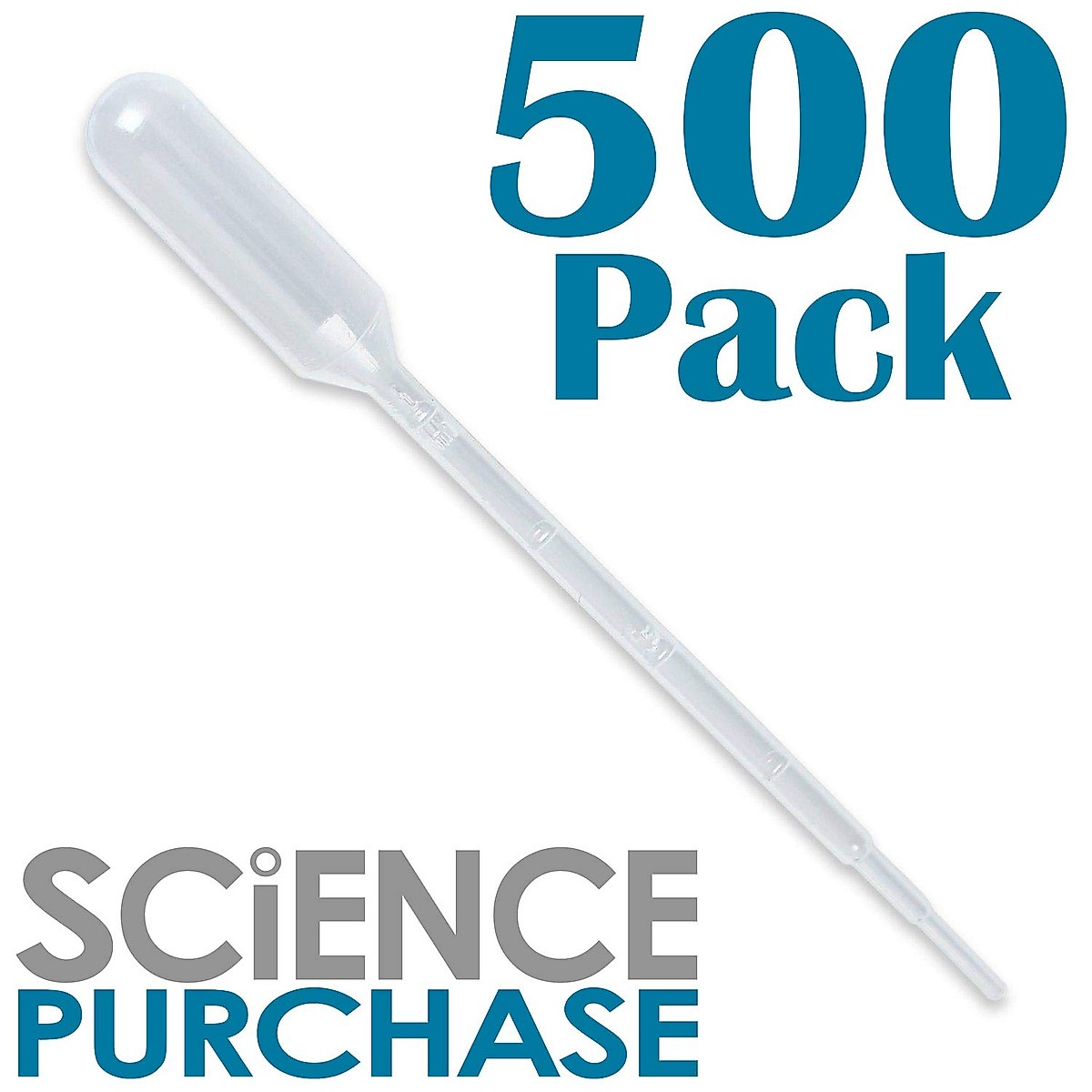 SciencePurchase 500 Pack Plastic Transfer Pipettes, Graduated to 1mL, 0.25mL Graduation