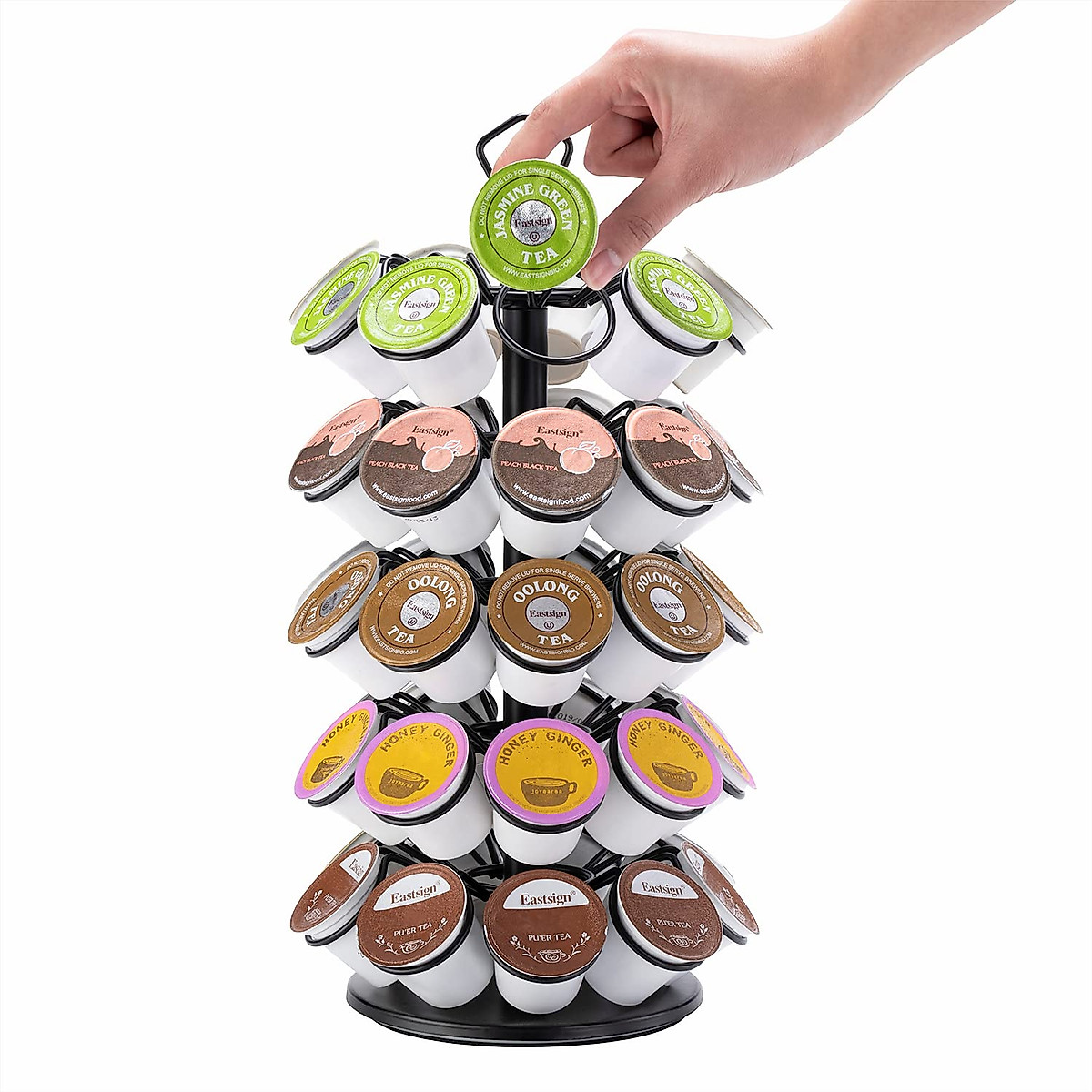Rice rat K-Cup Storage Coffee Capsules Pod Holder Carousel Capsule Display Storage for k-cup（45 pods-5 tiers）