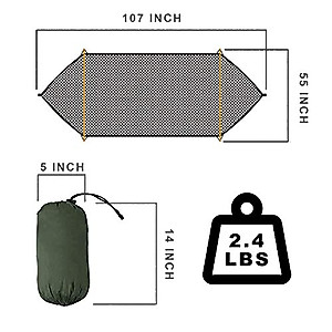 Camping Tree Hammock with Mosquito and Bug Netting - Parachute Lightweight Nylon - Portable Ultralight - for Indoor, Outdoor, Hiking, Camping, Backpacking, Travel, Backyard, Beach