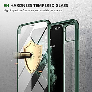 Diaclara Compatible with iPhone 11 Pro Max Case with Built-in Tempered Glass Screen Protector [9H Hardness] [Heavy Duty Drop Protection] Full Body Cover Rugged Clear Bumper Case for iPhone 11 promax