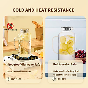 Hannadepot Glass Pitcher, 3.5L/118 oz Glass Water Pitcher with Lid and Spout, Heat/Cold Resistant Borosilicate Glass Water Carafe for Coffee, Juice and Homemade Beverage, with Long Cleaning Brush