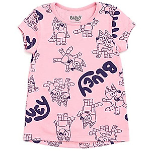 Bluey Toddler Girls 4 Pack T-Shirts Pink/Orange/Blue/Gray 4T