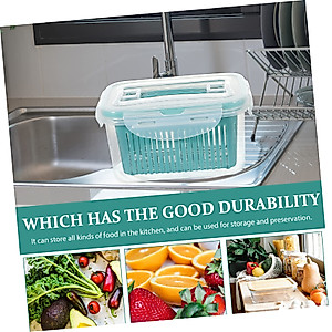 UPKOCH 2pcs Box Refrigerator Storage Box Cereal Container Food Storage Box Glass Food Containers Fruit Drain Storage Box Sink Strainer Basket Fridge Strainer Box Fresh Box Drain Fruit Box