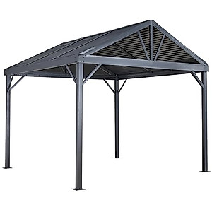 Sojag 8' x 8' Sanibel I Hardtop Gazebo Outdoor Weather-Resistant Aluminum Frame Sun Shelter Light Grey