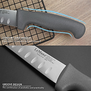 LeMuna 10 Inches Butcher Breaking Knife - Meat Slicing Knives Curved Slicer Carver - Forged German Stainless Steel with Ergonomic Handle