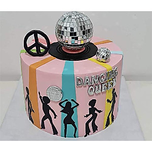 JeVenis Disco Ball Cake Decoration 70's Disco Cake Decoration Disco Ball Toppers Saturday Night Fever Party Supplies Disco Ball Dance Birthday Party Supplies
