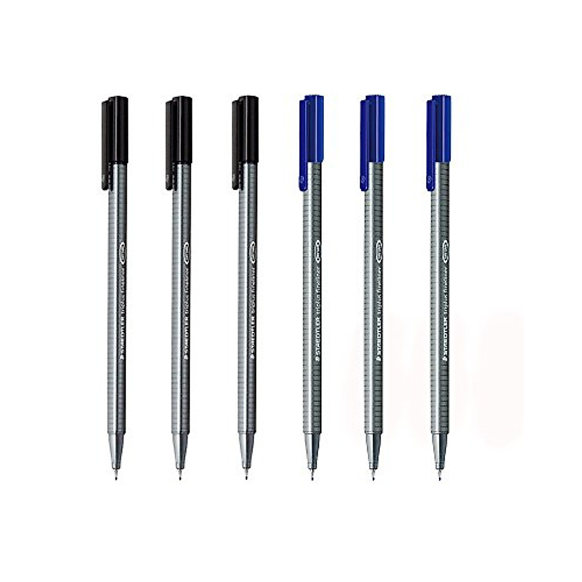 Staedtler Triplus Fineliner 0.3mm - Pack of Six (3 Black & 3 Blue) Color: 3 Black & 3 Blue, Model:, Office/School Supply Store