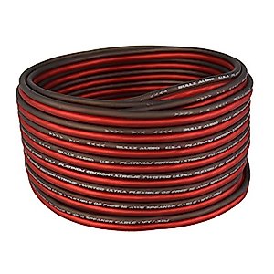 Bullz Audio BPES16.25 25' True 16 Gauge AWG Car Home Audio Speaker Wire Cable Spool (Clear Red/)