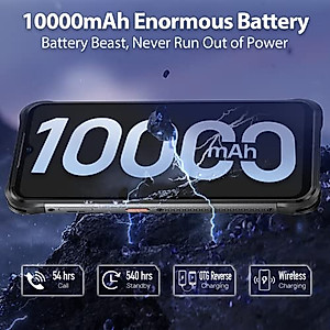 Ulefone Power Armor 14 Pro Rugged Cell Phone 10000mAh Battery, Octa-core Unlocked Phones, 6GB+128GB(Extend 1TB), 6.52” Display, Headset-Free FM Radio, 15W Wireless Charging 4G Android Smartphone