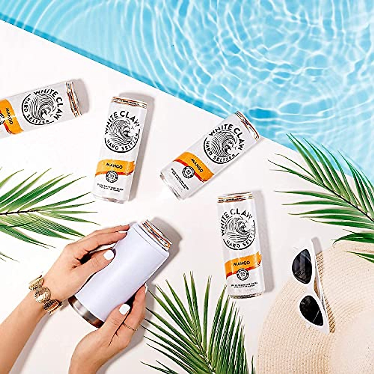 Maars Skinny Can Cooler for Slim Beer & Hard Seltzer | Stainless Steel 12oz, Double Wall Vacuum Insulated Drink Holder - Glitter Blush