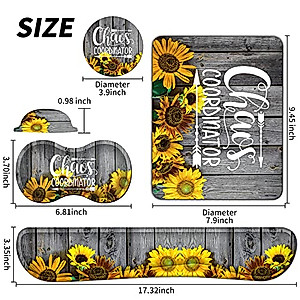 Keyboard Wrist Rest + Mouse Pad + Mouse Wrist Rest Support + Coaster Set, Ergonomic Memory Foam Mouse and Keyboard Pad Set for Laptop Computer Office Home Working Gaming,Sunflower Chaos Coordinator