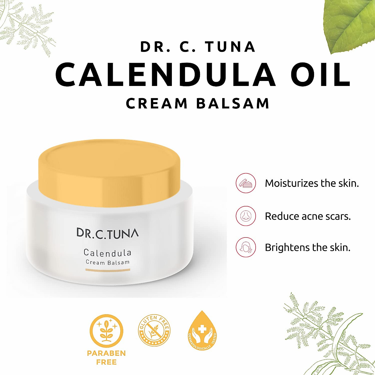 FARMASi Dr C Tuna Calendula Cream Balsam for Skin, Body Pure Natural Skincare Repair and Moisturizer Healing Effects for Dry Skin, Plant Rich Protection with Calendula, Chamomile 3.4 Fl (Old Package)