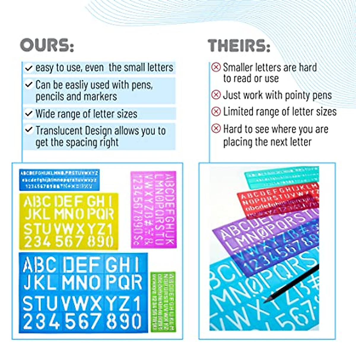 Mr. Pen Letters and Numbers Alphabet Templates, Letter Stencils, Pack of 5